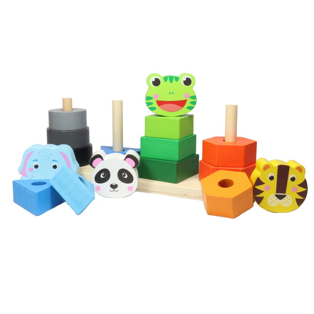 Juguete Apilable 4 Torres Figuras Animales Madera Preescolar – Comercializadora VAGA