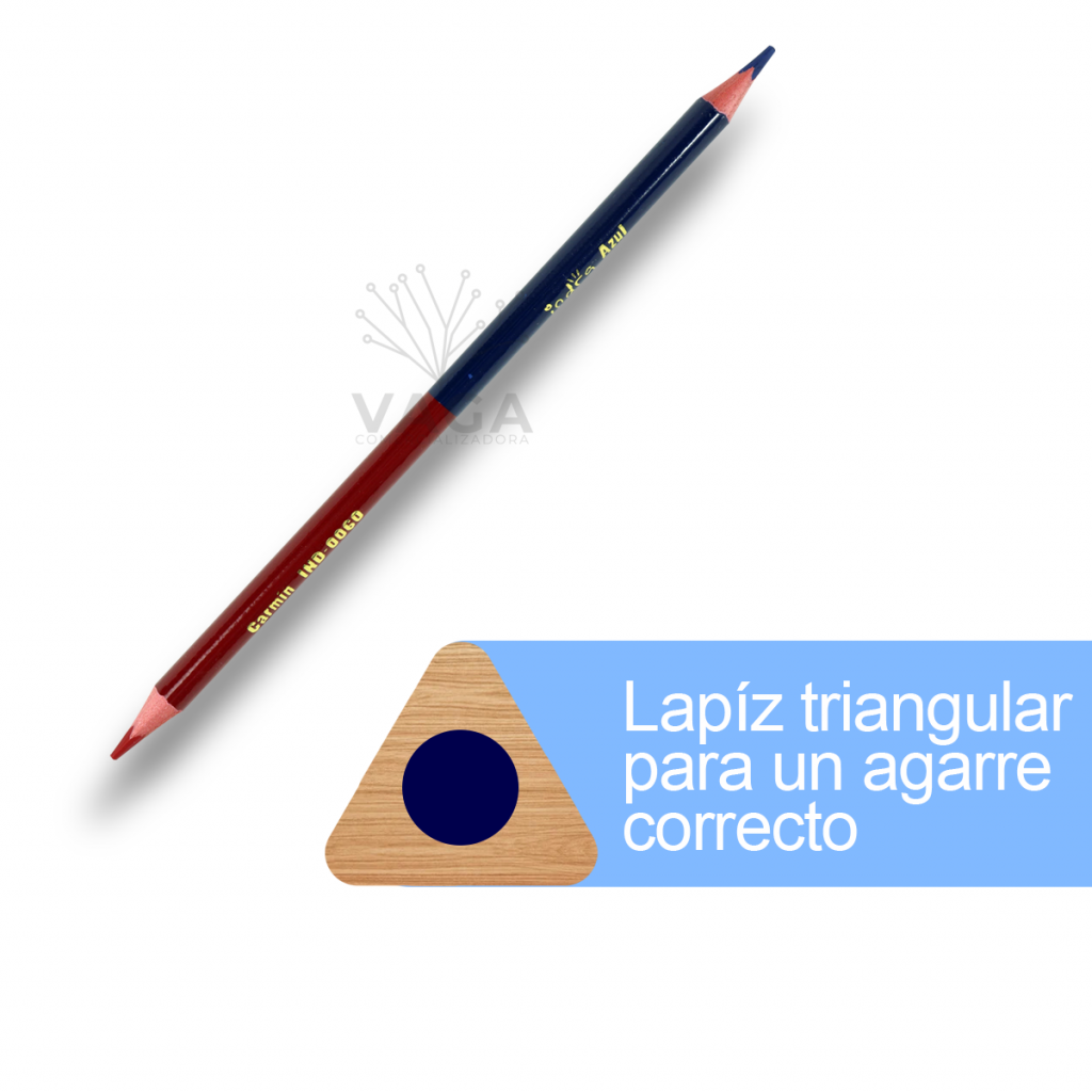 Lápiz Bicolor Triangular Caja Con 10 Pzs Indra Azul Carmin ...