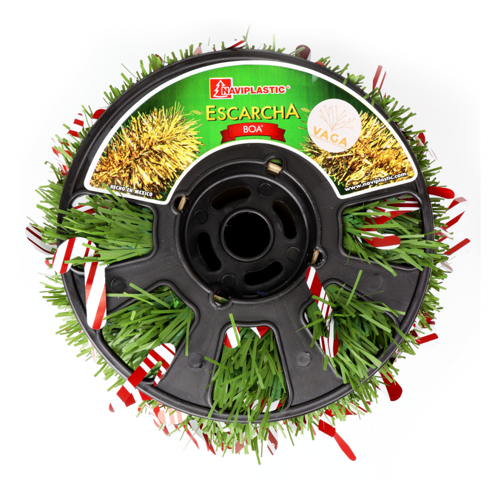 Rollo Escarcha Navideña Feston Verde Con Bastones 20 Metros ...