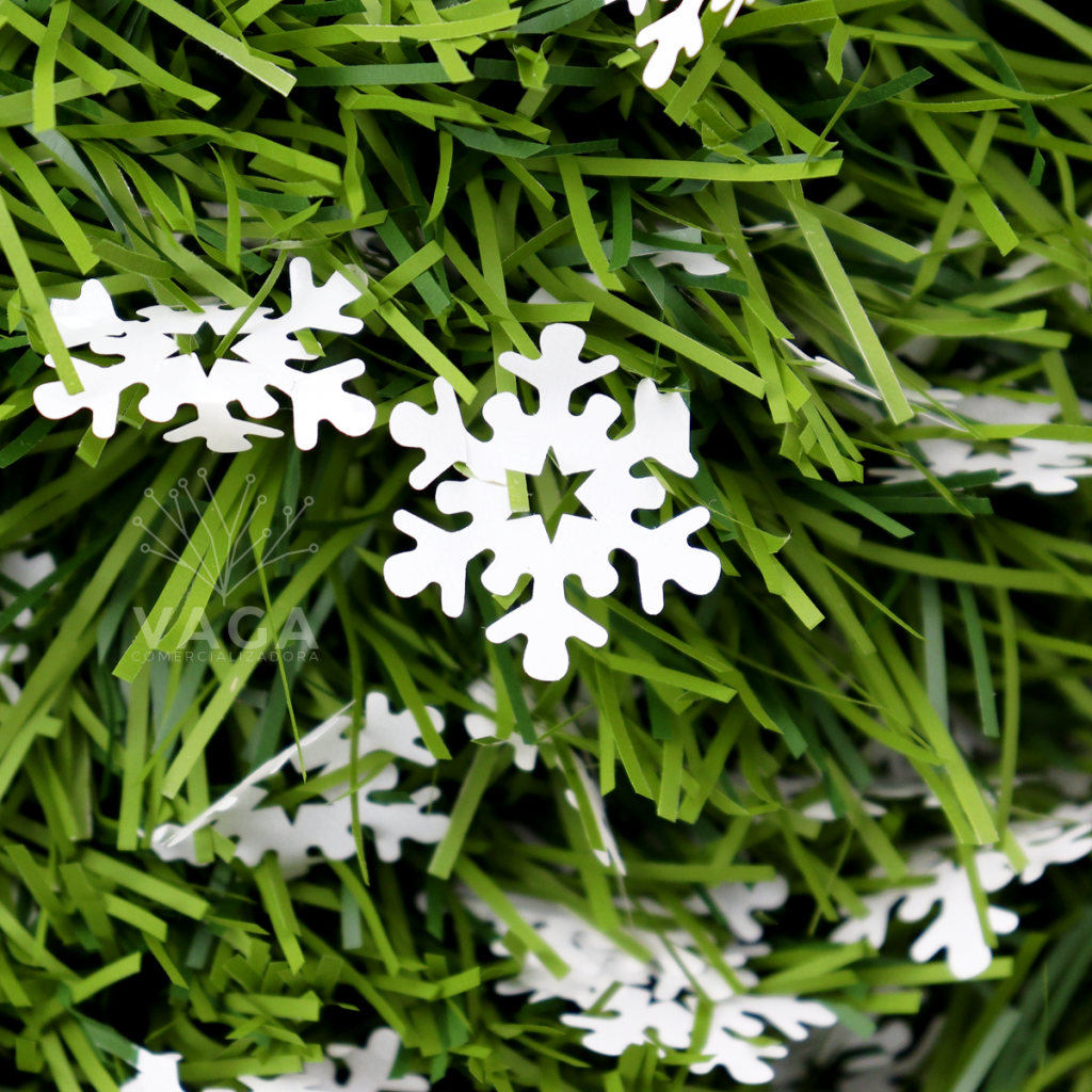 Rollo Escarcha Navideña Feston Verde Copos Blancos 20 Mtos ...