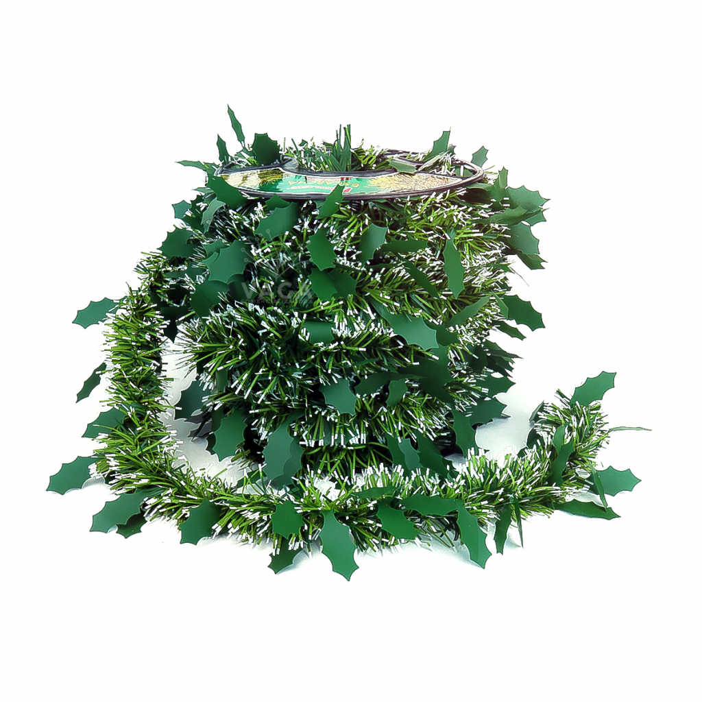 Rollo Escarcha Navideña Feston Nevado Verde C/ Hojitas 20 M ...